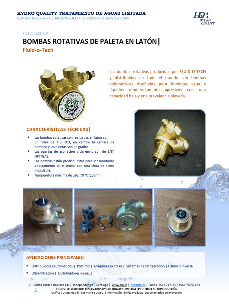 FT Bomba Fluid Otech | PDF | Física Aplicada e Interdisciplinaria ...