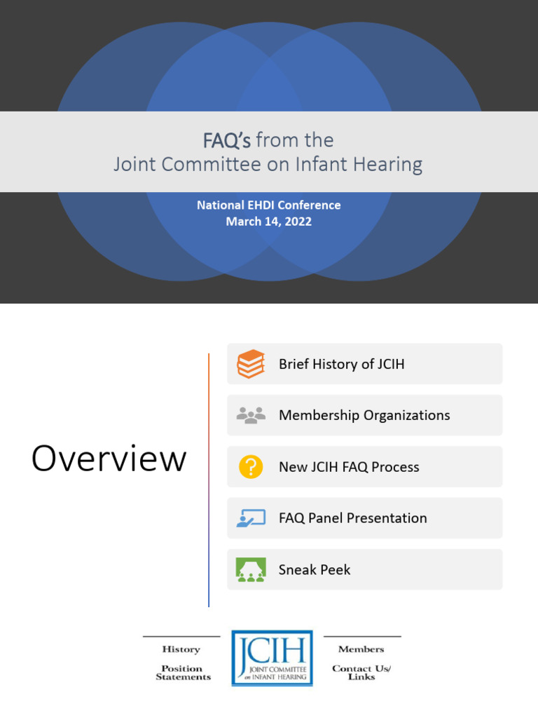 2022 EHDI Conference Presentation - FAQs From JCIH | PDF | Audiology ...