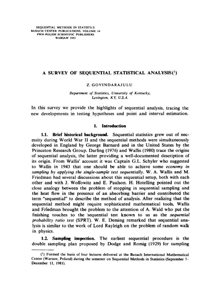 A Survey Of Sequential Statistical Pdf