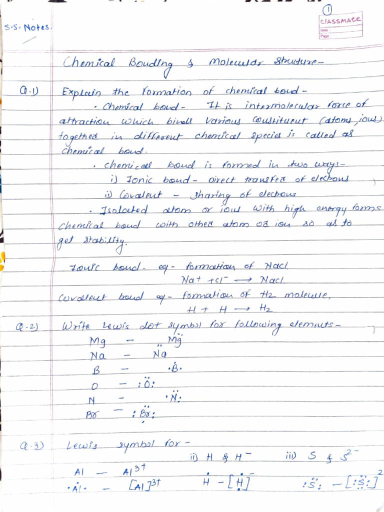Chemical Bonding and Molecular Structure Notes | PDF | Valence ...