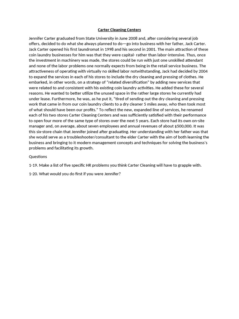 Carter Case - Dessler | PDF