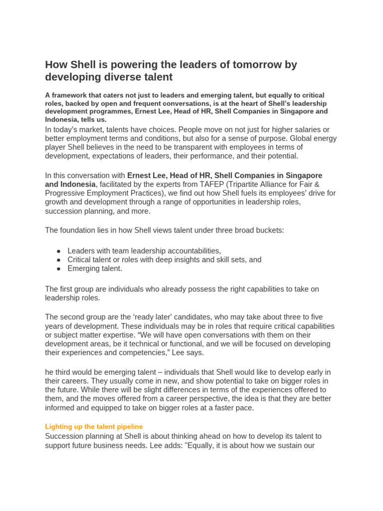 Shell Talent Management | PDF | Leadership | Mentorship