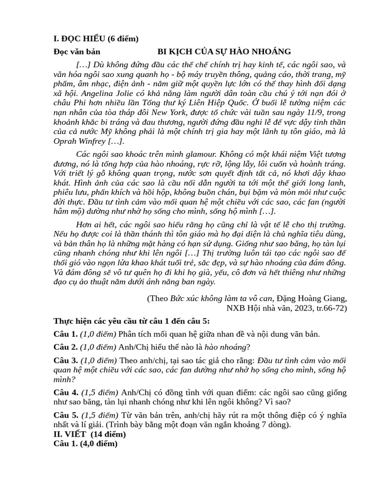 ĐỀ B HSG TUẦN 13 | PDF