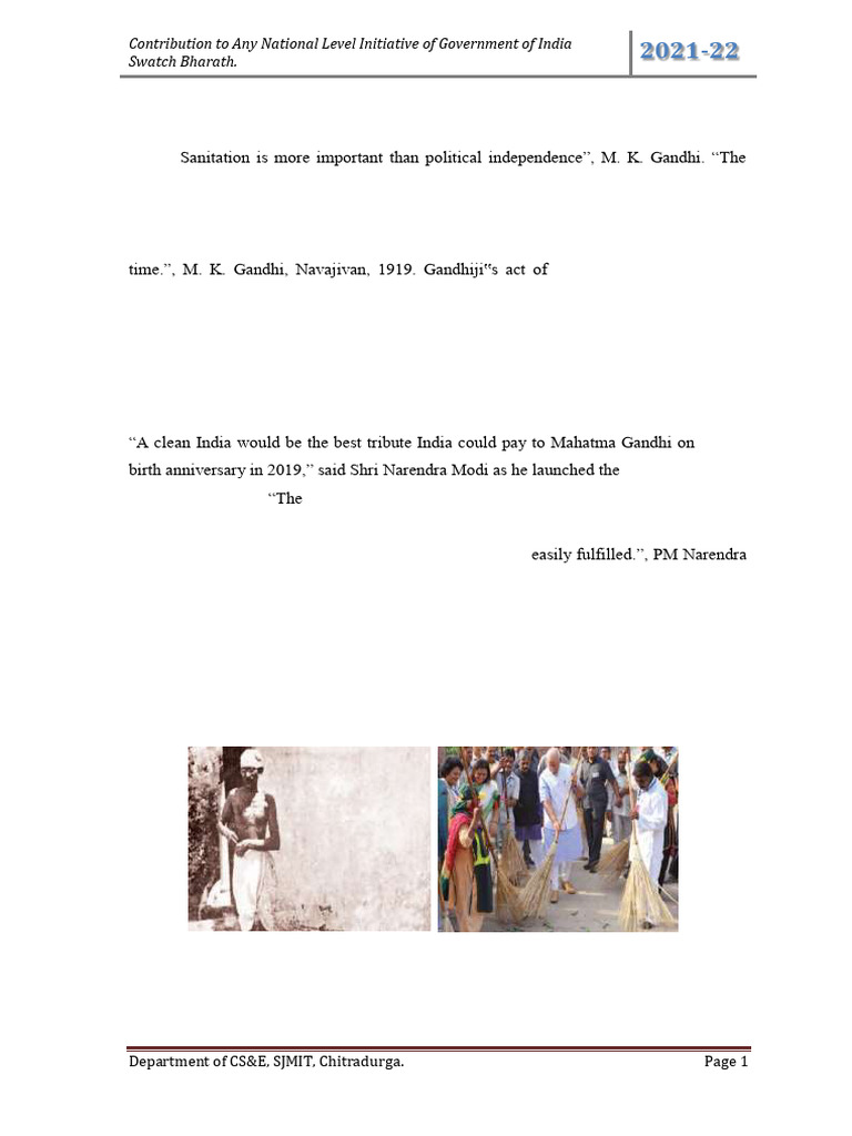 Swachh Bharat Mission Overview 2021-22 | PDF | Sanitation | Hygiene