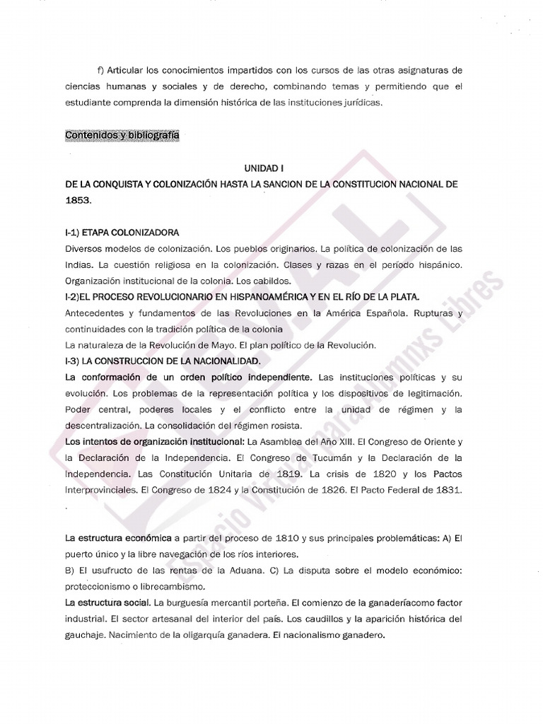 Programa Historia Institucional Argentina FCJS-UNL | PDF