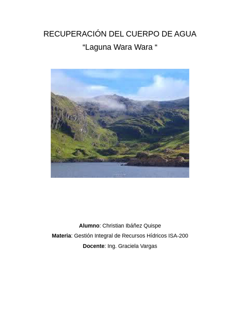 RDCA Laguna Wara Wara, Christian Ibañez | PDF | Agua subterránea | Agua