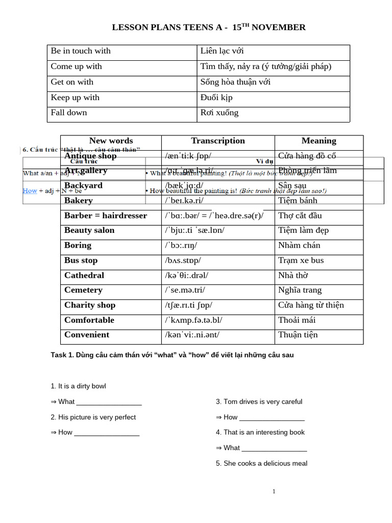 Teens A Vocabulary - 15th November | PDF