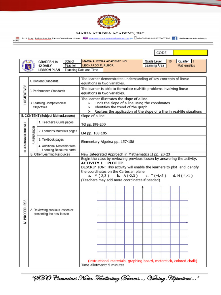 6 | PDF | Slope | Equations