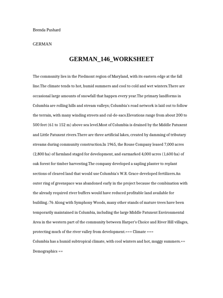 German 146 Worksheet | PDF | Race And Ethnicity In The United States ...