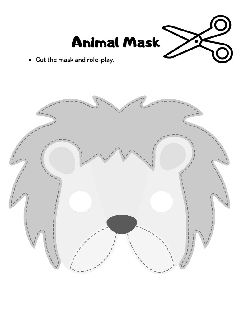Colorful Playful Animal Masks Cut and Paste Worksheets | PDF