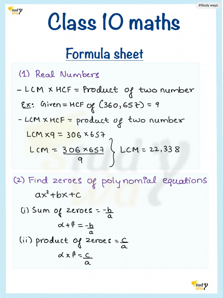Maths formula sheet (2) | PDF