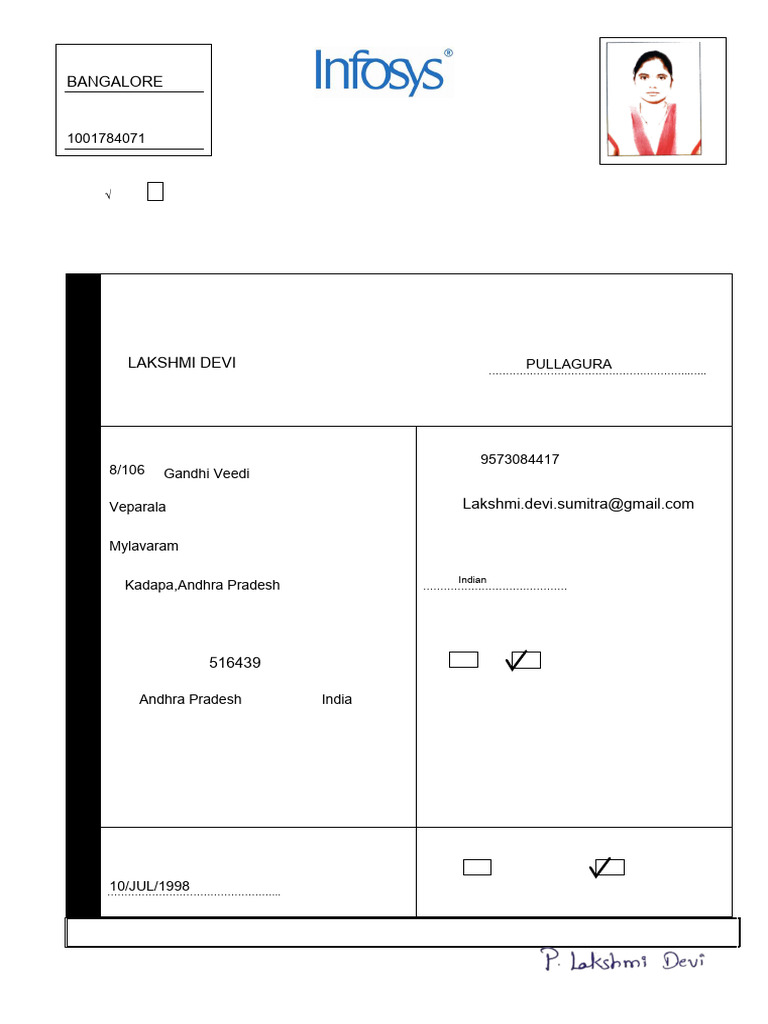 Infy - Application Form - Lateral - 8.2 | PDF | Justice | Crime & Violence