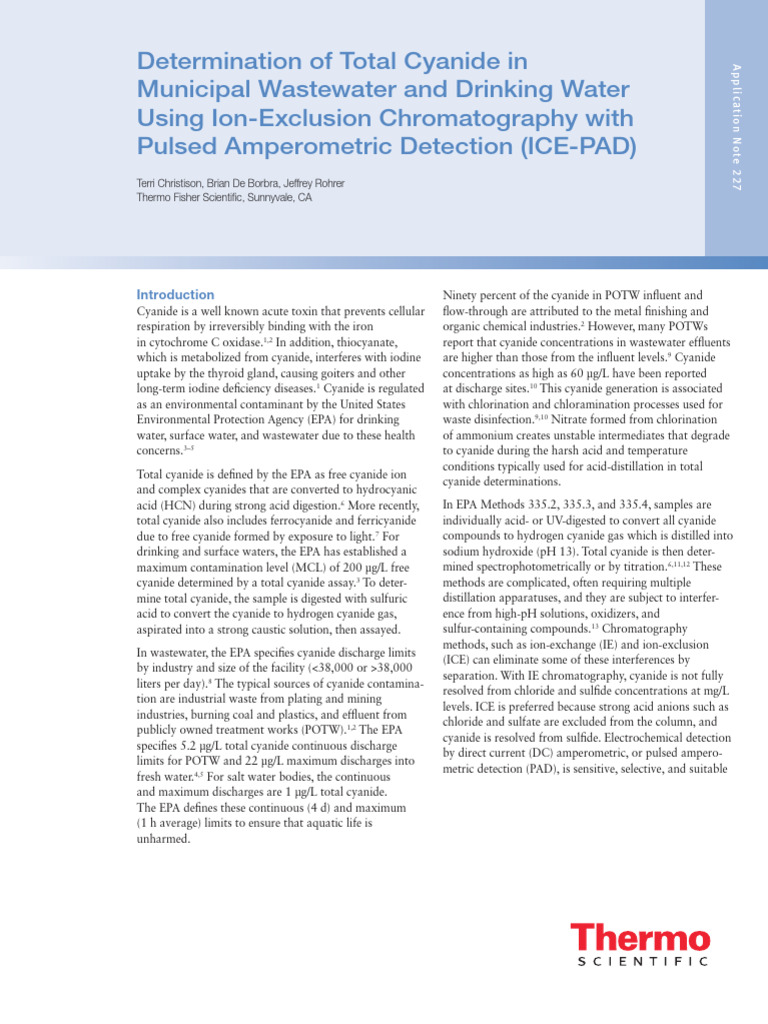 77396-AN227_70902_Cyanide_DrinkingWater_1113S | PDF | Cyanide | Sodium ...