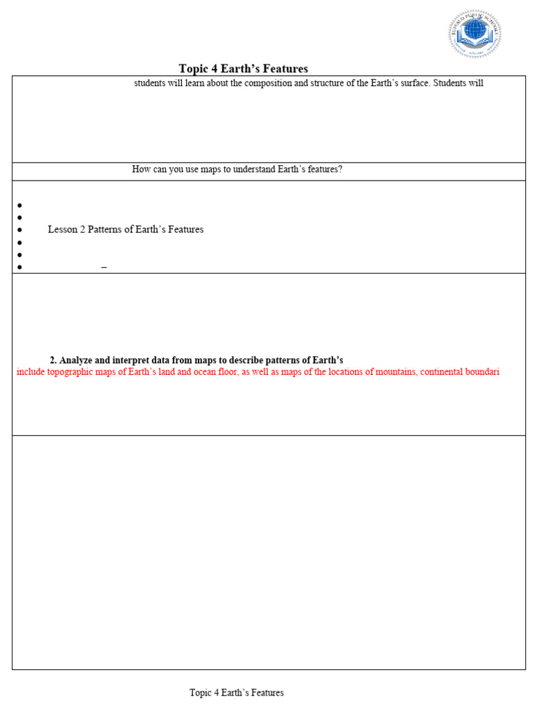 2022-2023 Grade 4 Topic 4 Earths Features Unit 2 | PDF | Rock (Geology ...