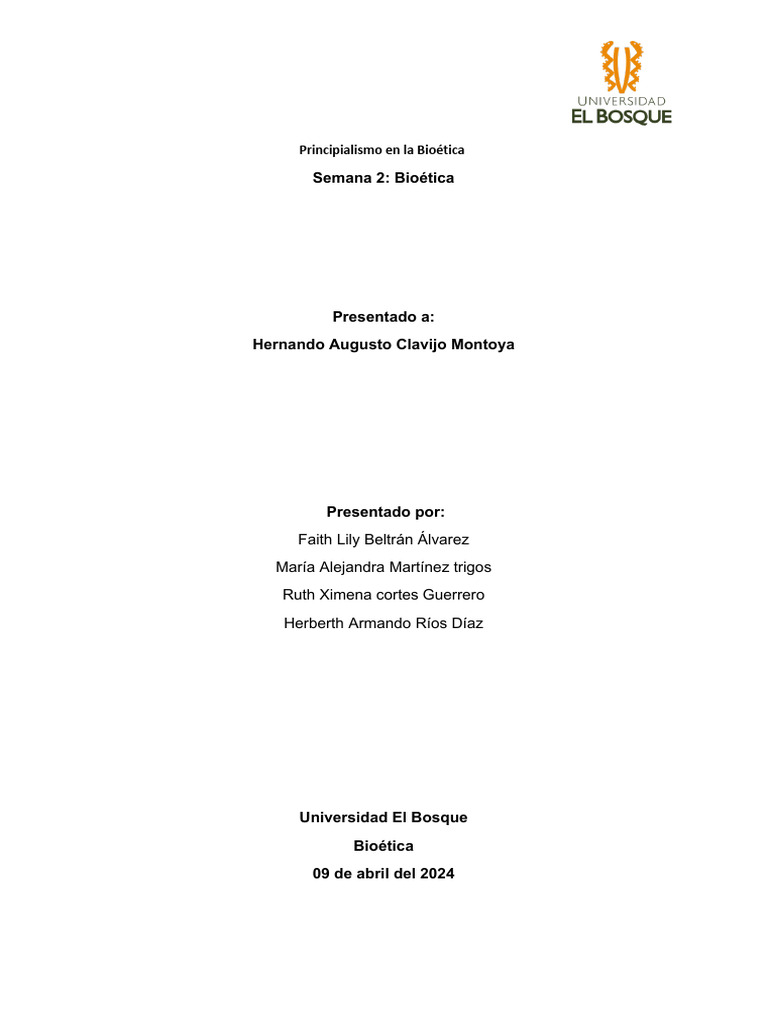 Principialismo en La Bioética Semana 2 | PDF | Comportamiento | Bioética
