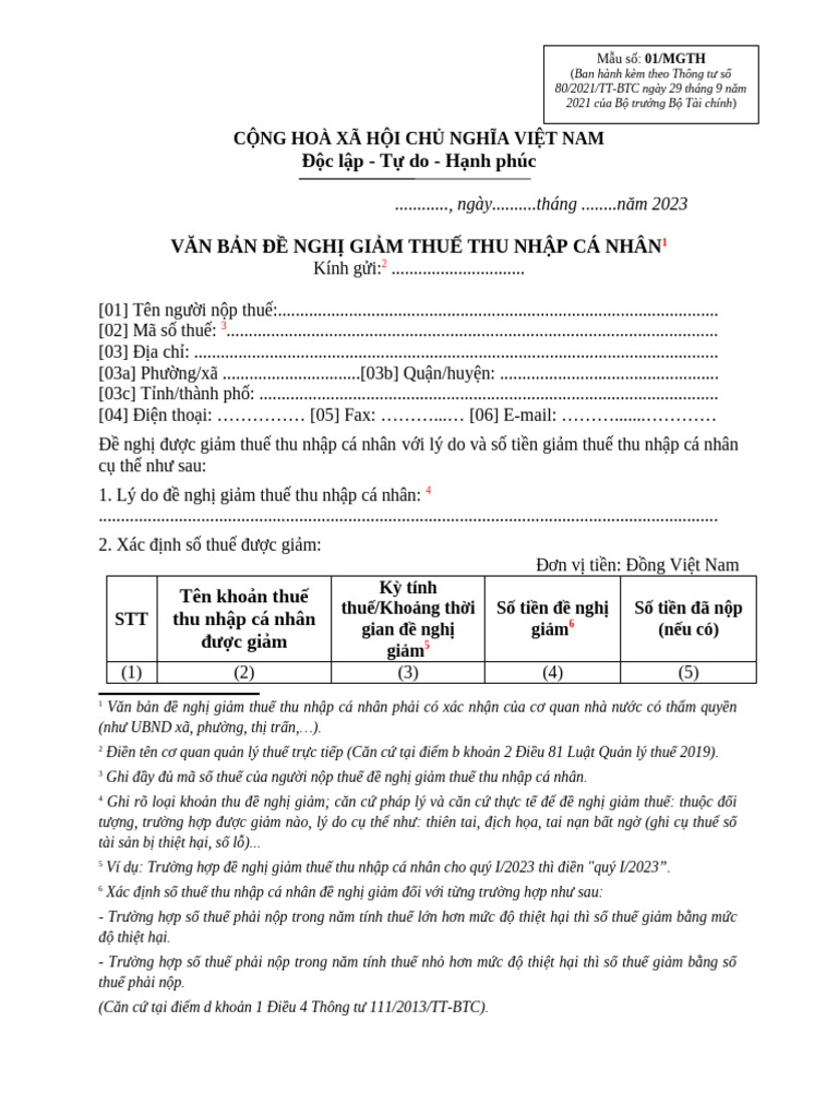 Mau So 01 MGTH | PDF