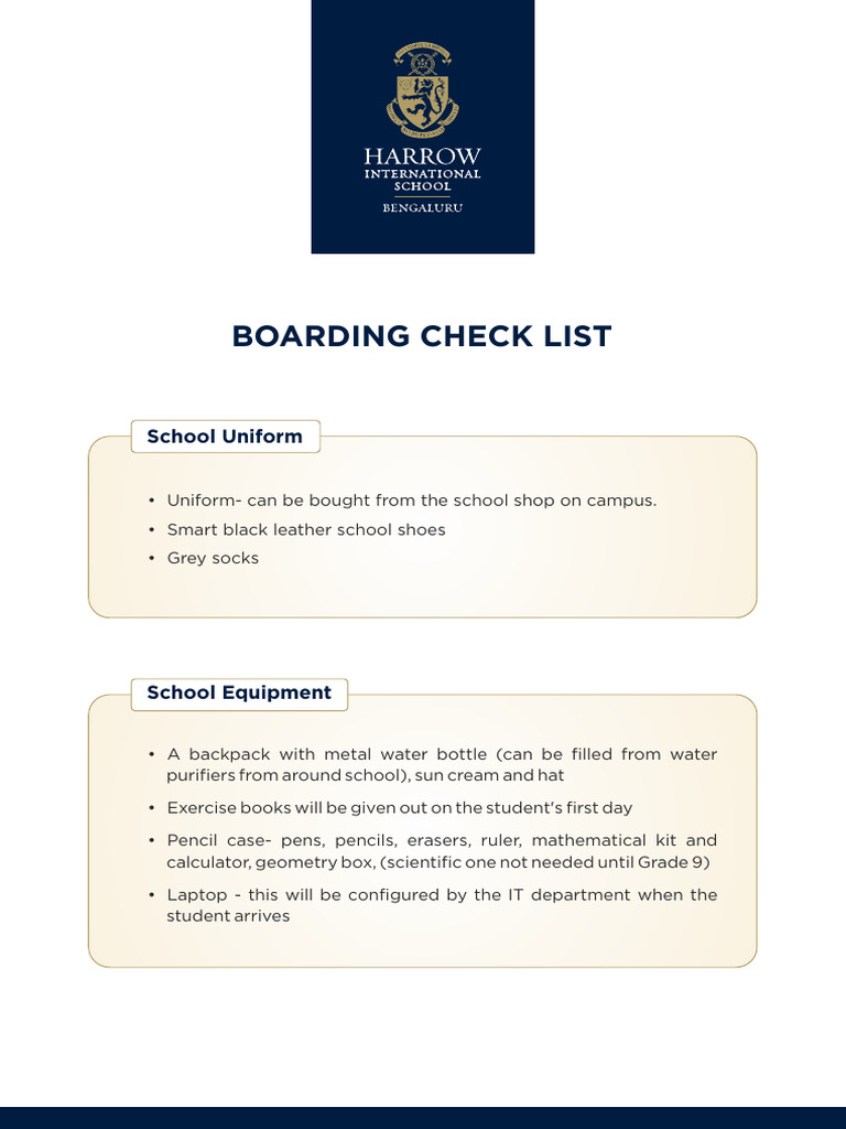 Boarding Checklist 2024 | PDF