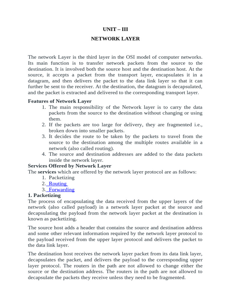 UNIT-III CN | PDF | Computer Network | I Pv6