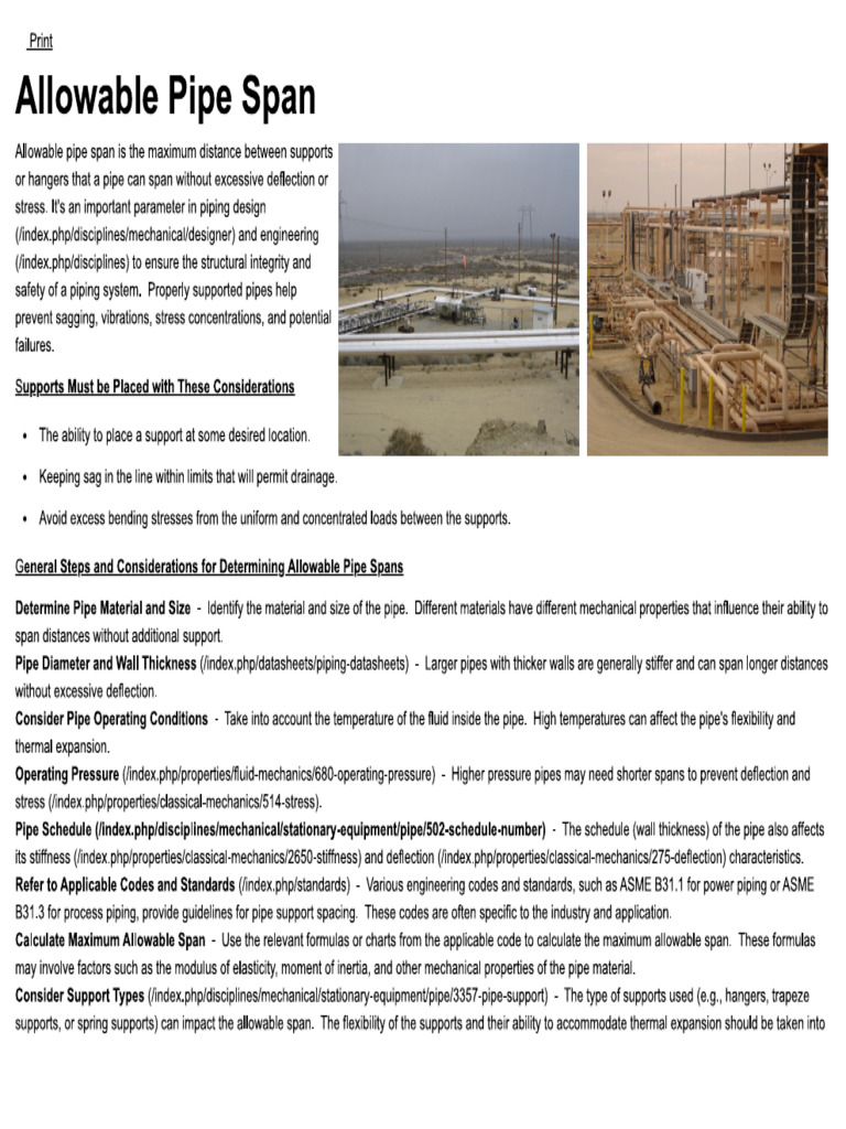 Allowable Pipe Span | PDF