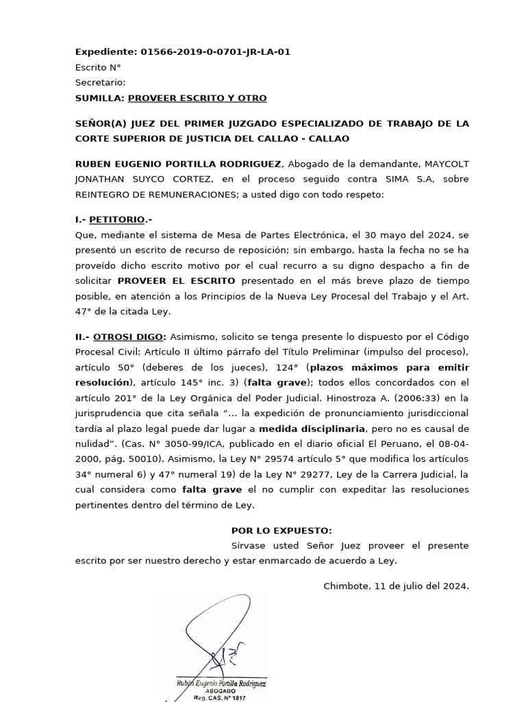 Proveer Escrito Absolver | PDF