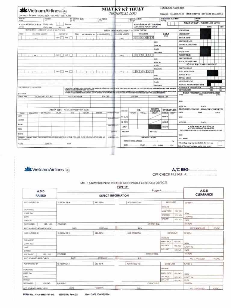 sample technical log page | PDF