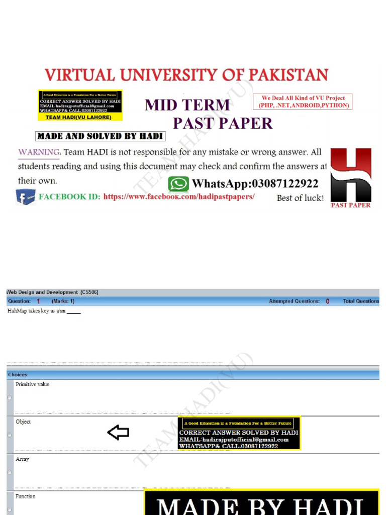 CS506 MIDTERM FILE 1 SOLVED BY TEAM HADI-1 | PDF