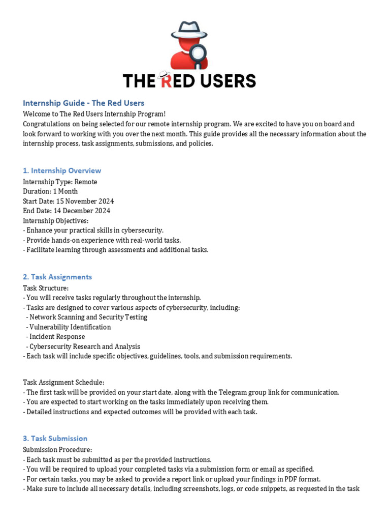 Internship Guide The Red Users | PDF | Computer Security | Security