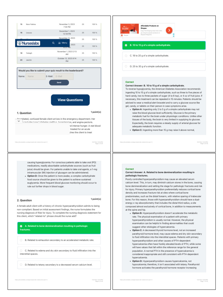 Endocrine System Disorders NCLEX Challenge Exam (Quiz #1- 25 Questions ...