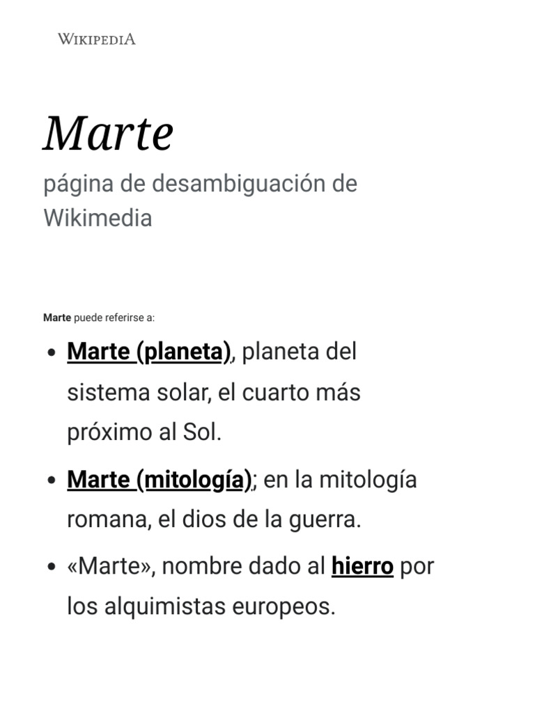 Marte - Wikipedia, la enciclopedia libre | PDF
