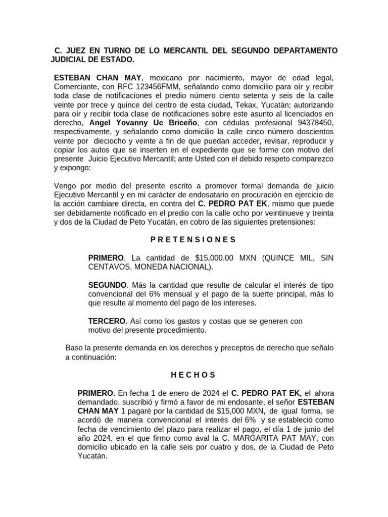 DEMANDA MERCANTIL... | PDF | Demanda judicial | Justicia DEMANDA MERCANTIL... | PDF | Demanda judicial | Justicia