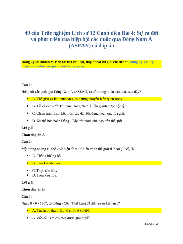 49 Cau Trac Nghiem Lich Su 12 Canh Dieu Bai 4 Su Ra Doi Va Phat Trien Cua Hiep Hoi Cac Quoc Qua ...