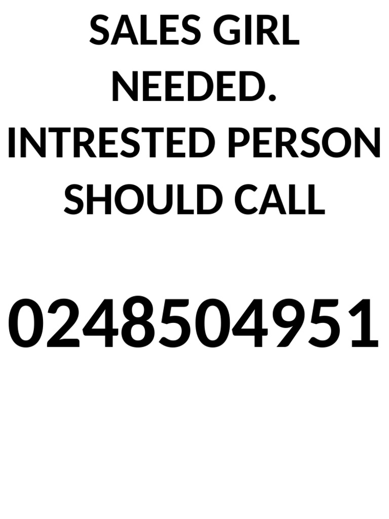 Sales Girl Needed | PDF