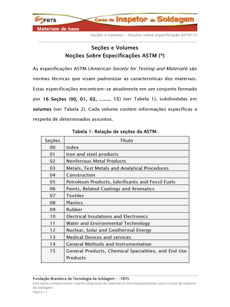 Metais de Base, ASTM Seções e Volumes | PDF | Metais | Engenharia Civil