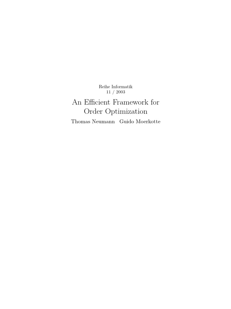 An Efficient Framework For Order Optimization Pdf Algorithms Mathematical Optimization