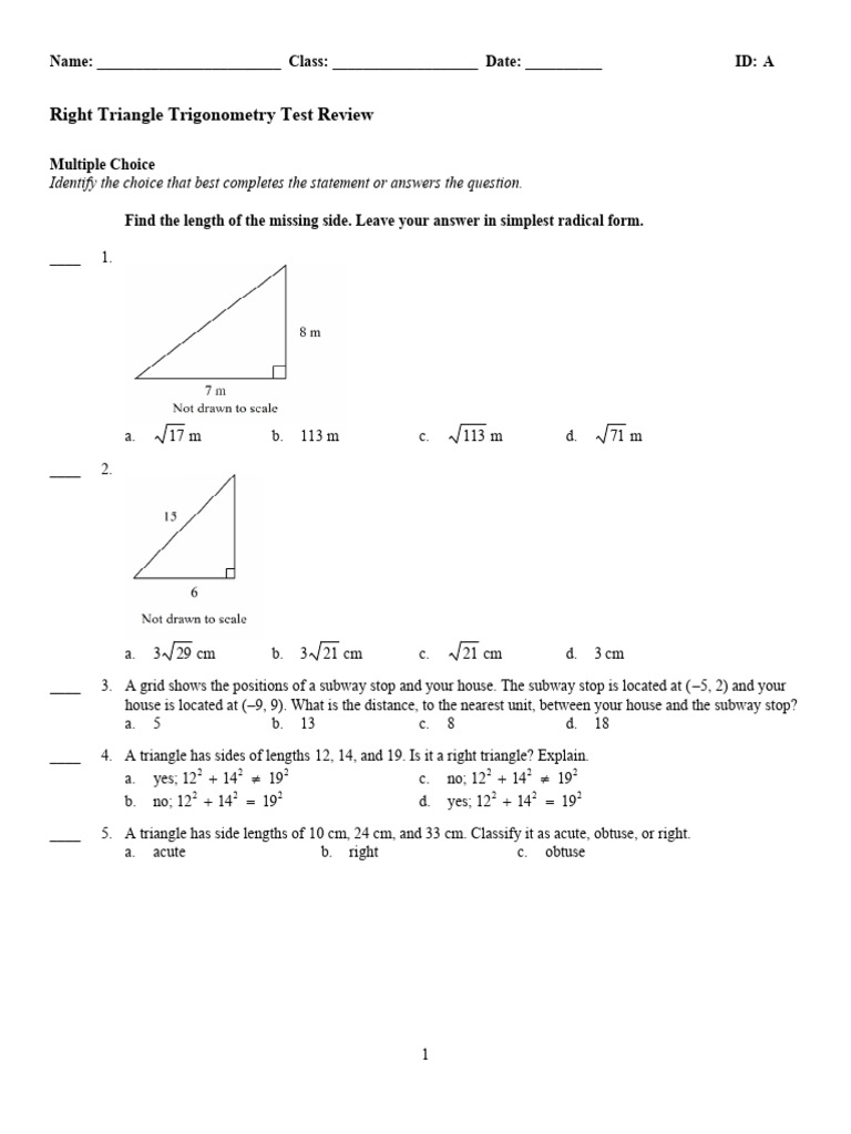 Potential Triangle Quiz | PDF | Trigonometric Functions | Area
