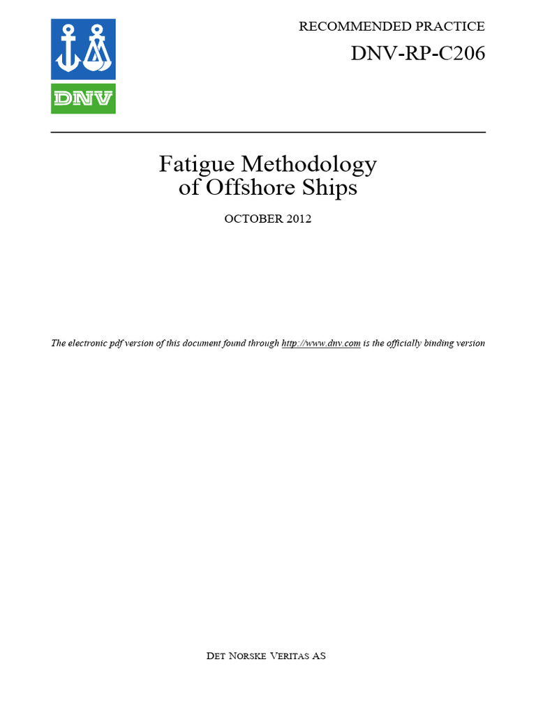 DNV RP C206 2012 | PDF | Fatigue (Material) | Risk