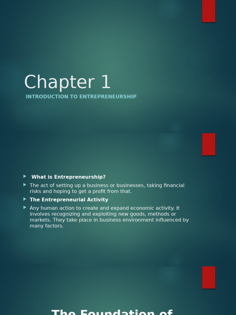 ENTR100 Chapter 1 Lecture Slides - 157705 | PDF | Entrepreneurship ...