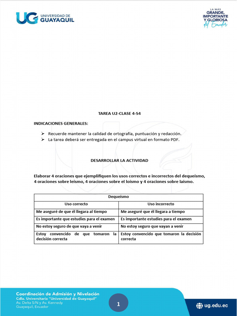 Tarea U2 - Clase 4 - S4 | PDF