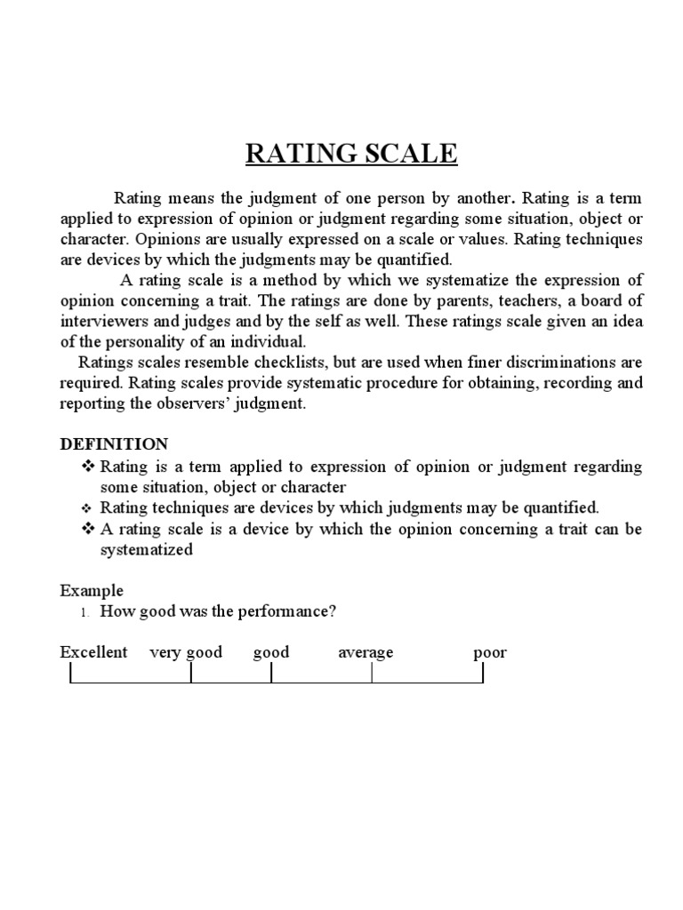 Rating Scale and Checklist | PDF | Observation | Bias