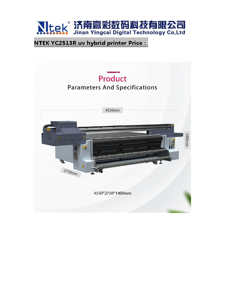 NTEK YC2513R Uv Hybrid Printer | PDF | Printer (Computing)