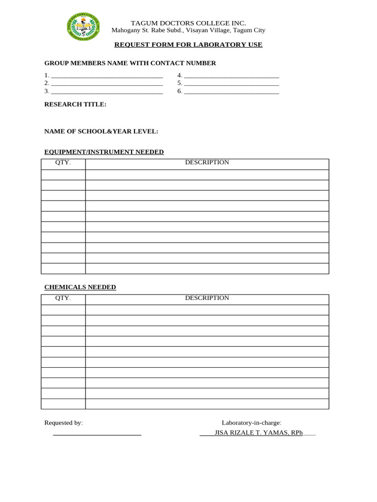 REQUEST FORM FOR LABORATORY USE (1) | PDF