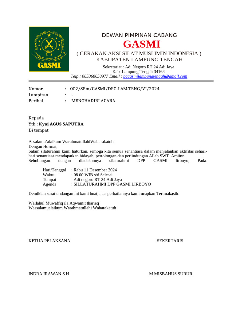 Surat Undangan Gasmi | PDF