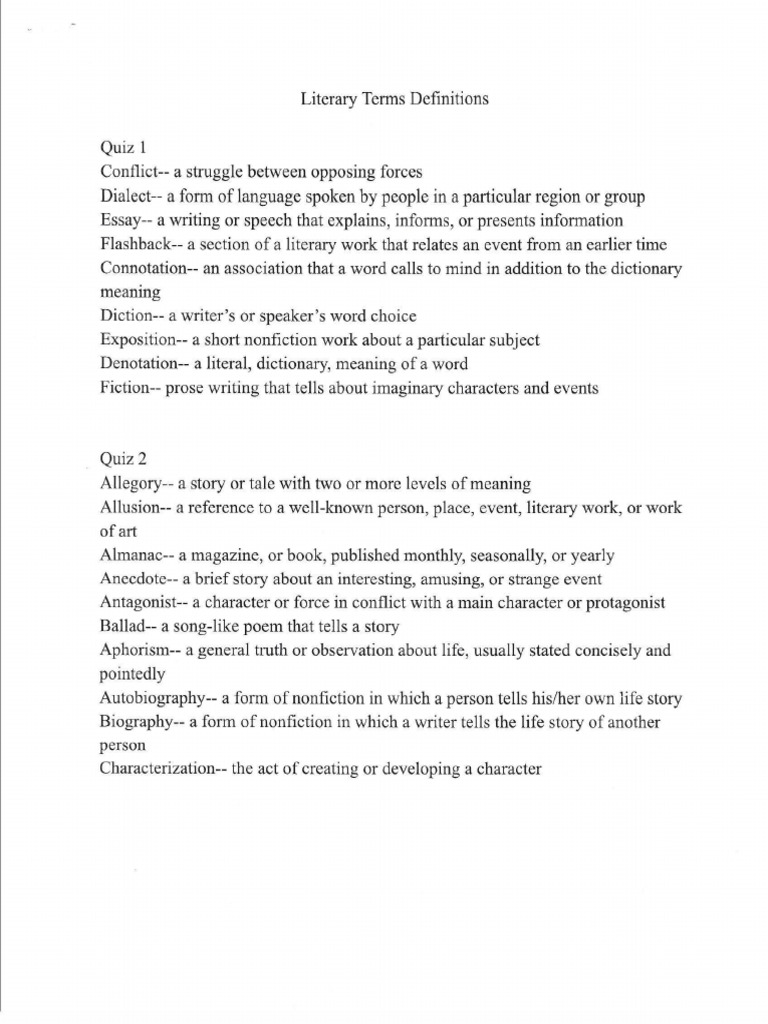 Literary Definitions | PDF