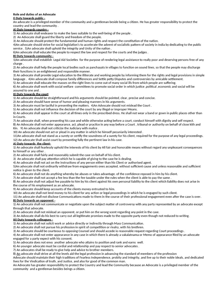 Professional Ethics Notes | PDF | Contempt Of Court | Advocate