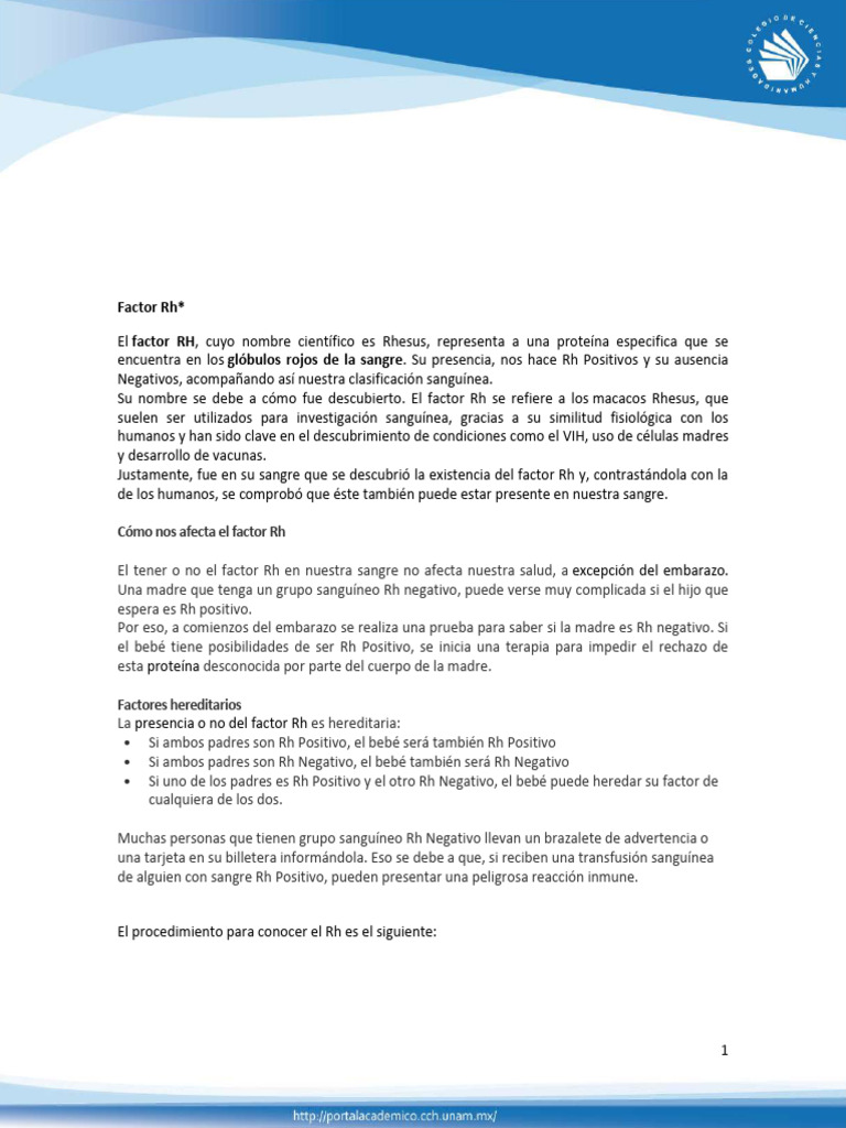 Entendiendo el Factor Rh y Herencia | PDF | Tipo de sangre ...