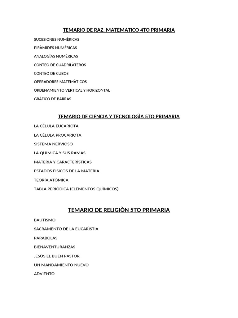 Temarios Primaria | PDF