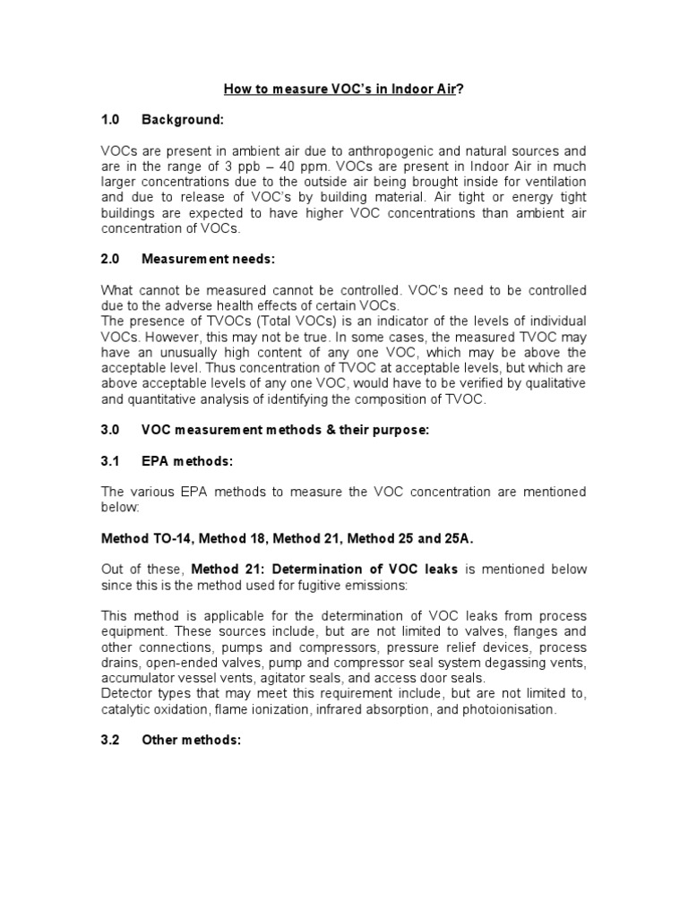 VOC Measurement of Indoor Air | PDF | Volatile Organic Compound ...