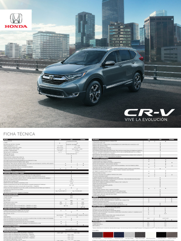 Ficha Técnica Honda CR V | PDF | Tracción en las cuatro ruedas | Estilos de carrocería