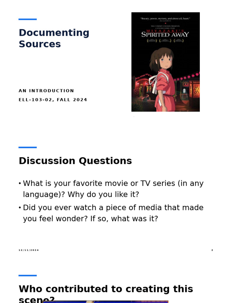 Oct 30 Slides On Documenting Sources and Intro To MLA Works Cited Page ...