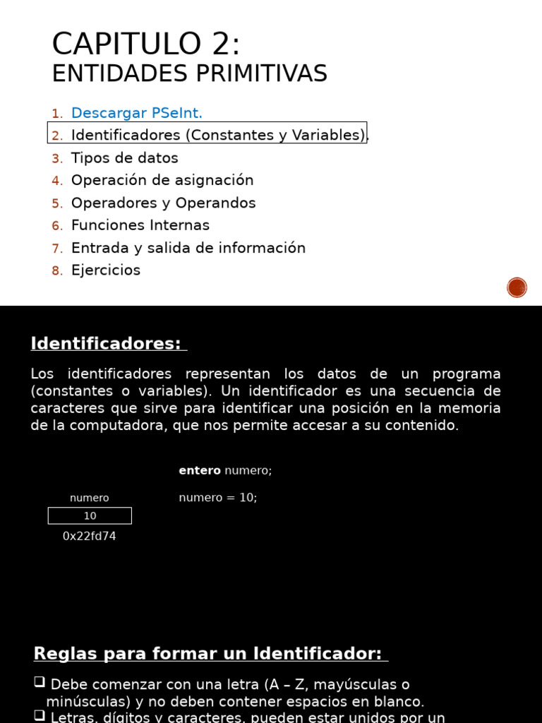 Guía de Identificadores y Variables | PDF